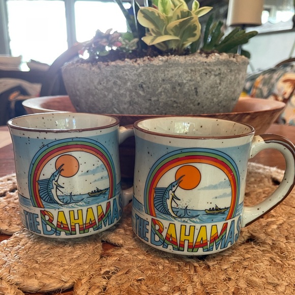 Kitchen | The Bahamasretro Style Waves Vibrant Souvenir Stoneware ...